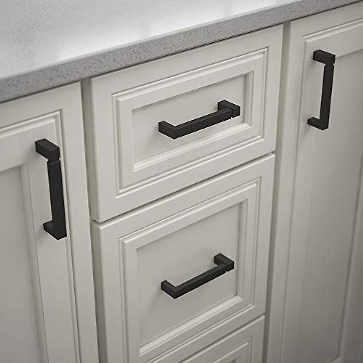 Franklin Brass P40823K-FB-C Asymmetric Notched Kitchen or Furniture Cabinet Hardware Drawer Handle Pull, 3-3/4-Inch (96mm), Flat Black, 10-Pack