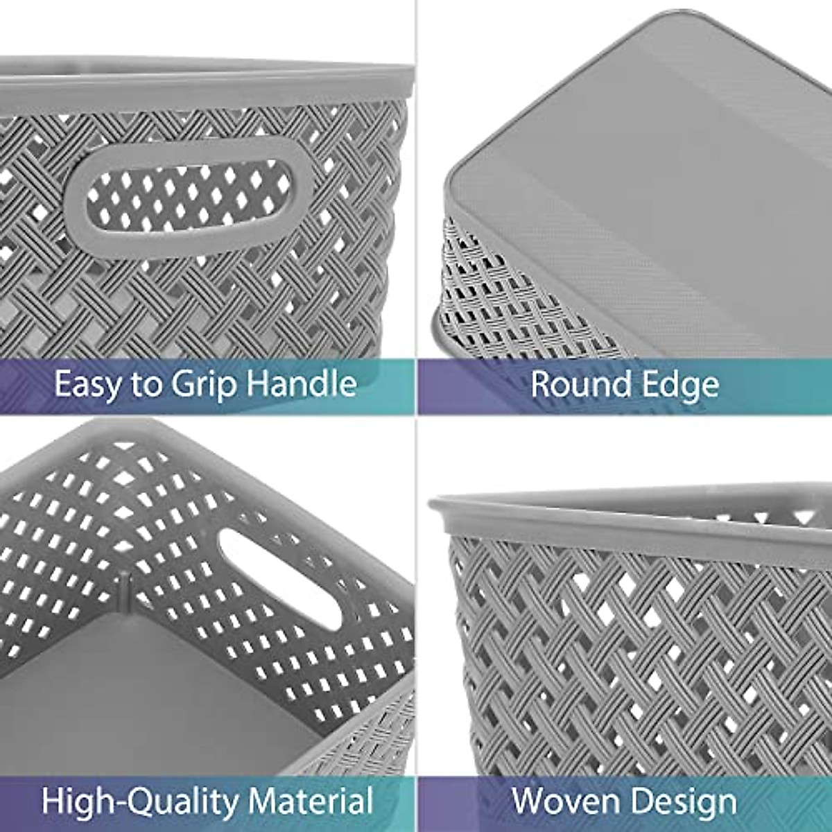 MaxGear 3-Pack Plastic Storage Bins for Home Organization