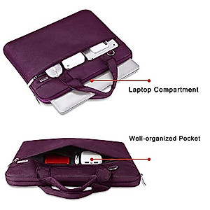 Voova Laptop Bag Carrying Case 17-17.3 Inch for Women, 360° Protective Computer Sleeve Cover with Shoulder Strap Compatible with Lenovo Asus Acer Dell Hp Notebook, Waterproof Slim Briefcase, Purple