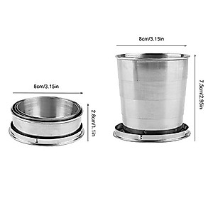 250ml Stainless Steel Collapsible Cup, 4-Folding Portable Camping Mug Travel Cup with Lid and Keychain for Outdoor Drinking