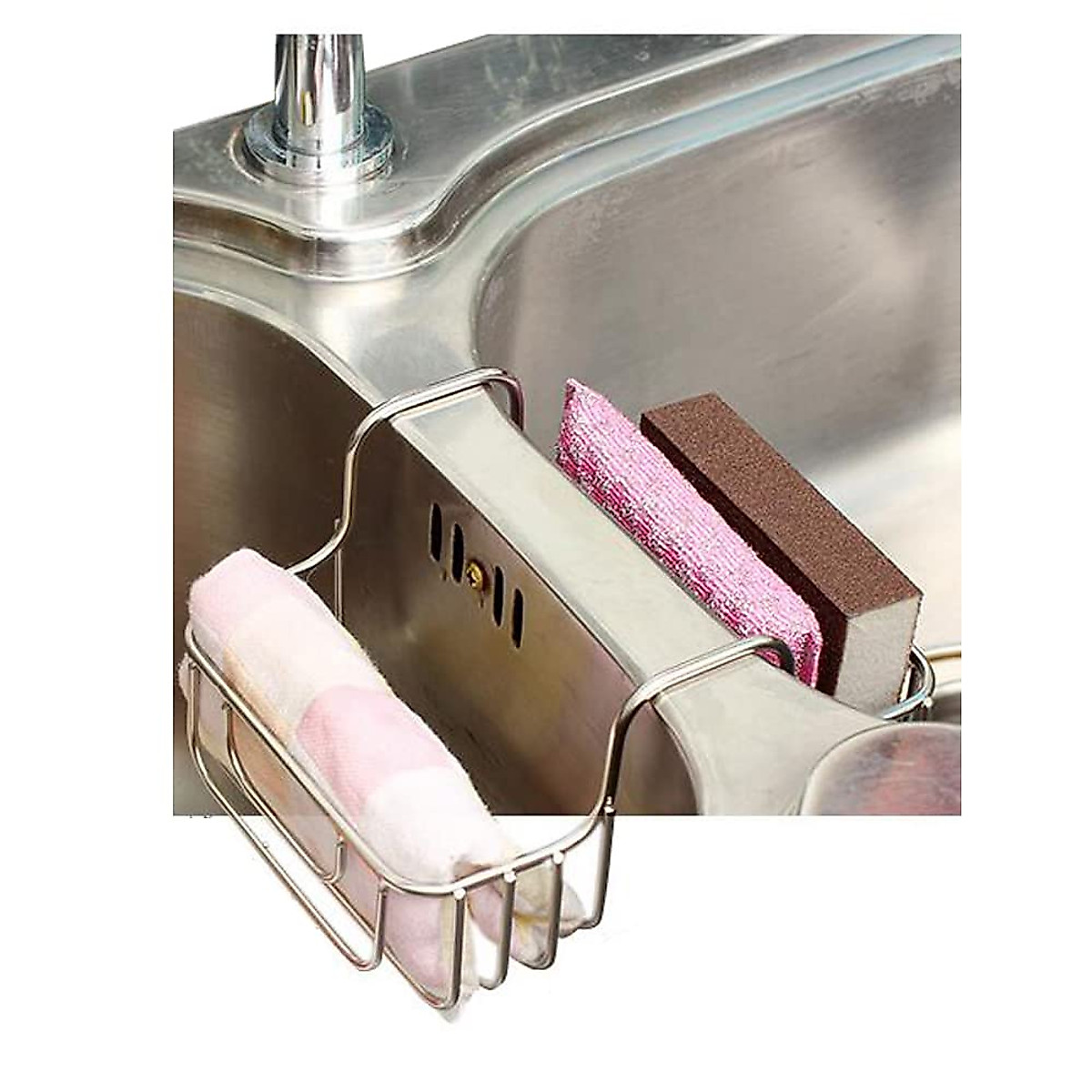 TuuTyss Stainless Steel Saddle Sponge Holder for Kitchen Sink Caddy