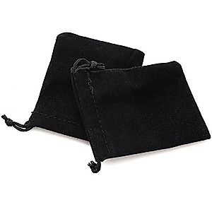 Mini Skater 50pcs Jewelry Velvet Cloth Pouch Black Drawstring Small Bags for Dice 2.75'' x 3.5''