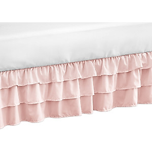 Solid Color Blush Pink Shabby Chic Girl Ruffled Crib Bed Skirt Dust Ruffle for Harper Collection by Sweet Jojo Designs