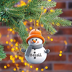 TATLETATLE Personalized Snowman Christmas Ornaments Custom Family Names 8pcs Xmas Ornaments Customized Ornaments for Christmas Tree Hanging Decorations (Snowman-5)