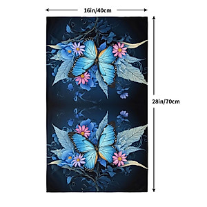 Dujiea Blue Butterfly Flower Kitchen Dish Towels Decorative Hand Towels Absorbent Microfiber Towel Multipurpose for Bathroom Hotel Gym Spa 15 X 27 Inches