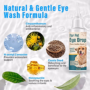 Dog Eye Drops, Natural Eye Wash Eye Rinse for Dogs Relief Dry Eyes/Pink Eye & Tear Stains, Soothe Eye Allergies Problems