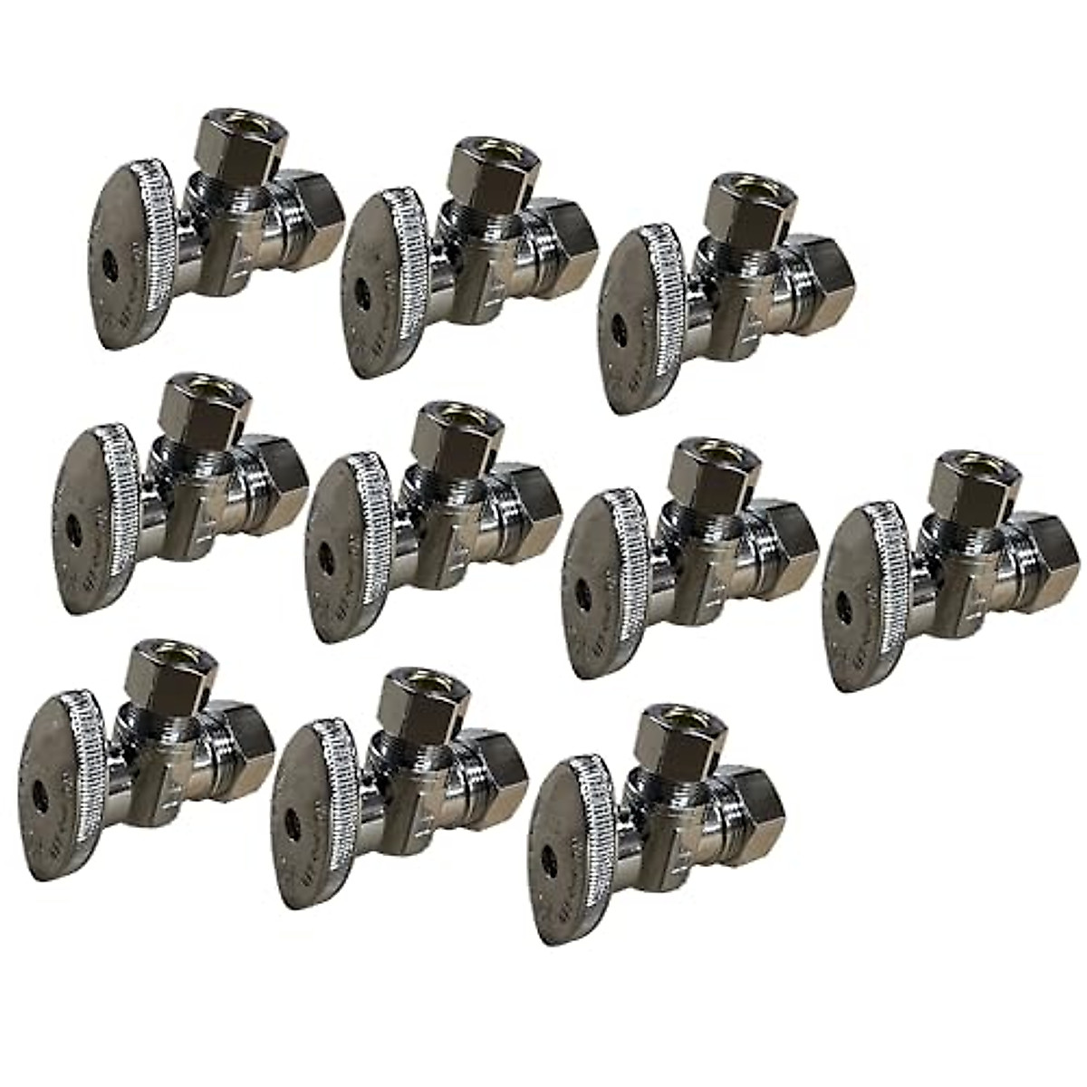10Pcs EZ-FLUID Heavy Duty 1/2" Angle Stop Valve,1/2" Nom. (5/8"OD) Compression x 3/8"OD Outlet Water Shut Off Valves,1/4 TurnMetal Handle Angle Valve For Water Pipes,For Sink,Toilet,Faucet Valve