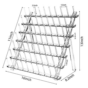 Thread Holder Organizer, 70 Spools Acrylic Foldable Hair Braiding Rack for Hair, Clear Thread Rack Storage for Sewing Quilting Embroidery Organizer Stand (Transparent 2)