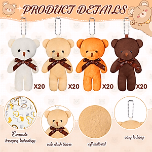 Libima 60 Pcs Mini Bear Baby Shower Decorations Bear Baby Shower Favors Bear Party Supplies Souvenirs 4.7" Tiny Soft Stuffed Plush Bears Bulk with Thank You Tag and Heart Organza Bag (Brown Series)