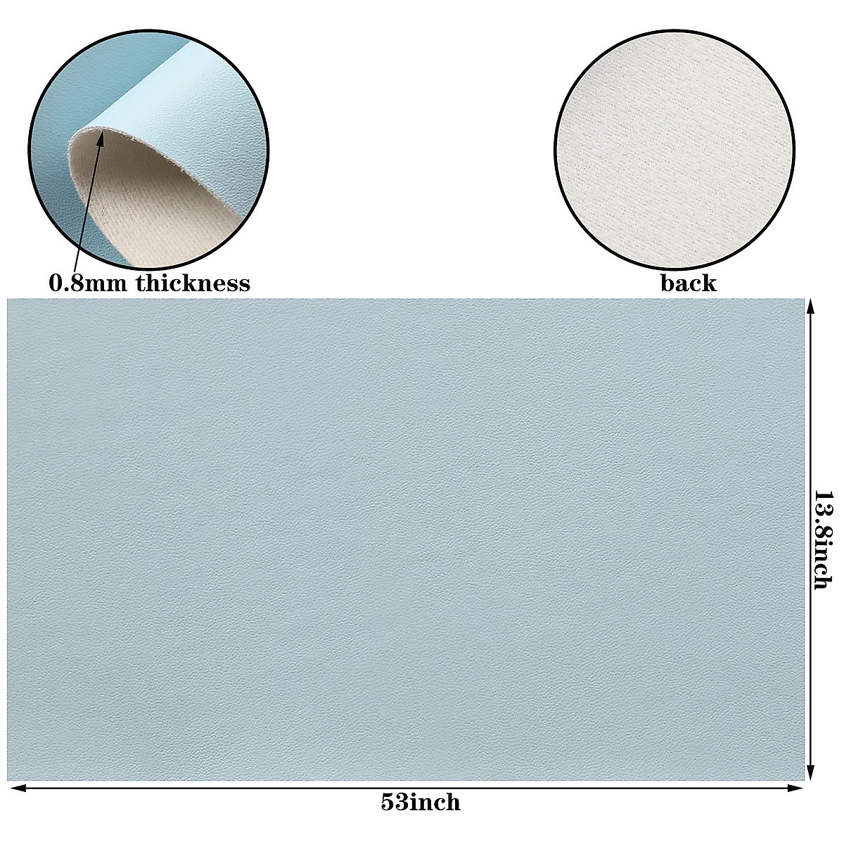 Picheng Smooth Solid Color Faux Leather Sheets 13.8"X53"(35cmX135cm),Soft Faux Leather Roll Very Suitable for Making Crafts,Leather Earrings, Bows,Sewing DIY Projects (Light Blue)