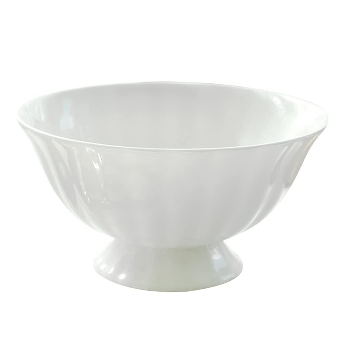 DOITOOL Ceramic Footed Bowl Round Pedestal Bowl Decorative Fruit Bowl Holder Dessert Display Stand for Kitchen Counter Centerpiece Table Decor Serving Fruit Tray White