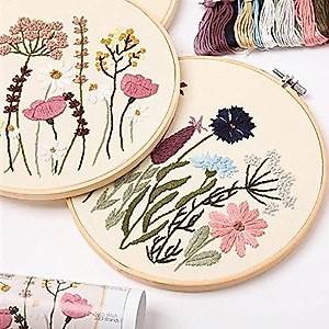 REEWISLY Embroidery Kit for Beginners 4 Sets, Hand DIY Cross Stitch Kits,4 pcs Embroidery Hoop,4 pcs Plants Flowers Embroidery Patterns and Threads,Easy for The Embroidery Beginners to Learn…
