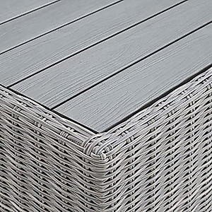 Modway Conway 32" Modern Rattan Outdoor Coffee Table in Light Gray