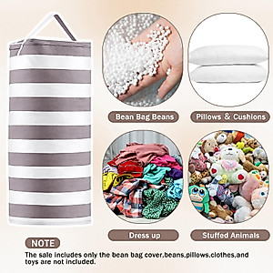 Wonderjune 2 Pcs Stuffed Animal Storage Bean Bag Cover 39.4 x 13.8 Inch Stuff Animal Organizer Zipper Beanbag Canvas Bean Bag Chairs for Organizing Plush Toys or Memory Foam
