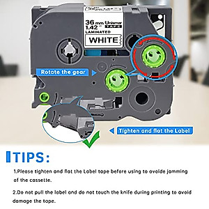 Unismar Wide Label Tape Compatible for Brother Ptouch TZe-261 TZ261 TZe261 36 mm Tape for PT-3600 PT-530 PT-550 PT-9200DX PT-9200PC PT-9700PC, 1 1/2''(1.4'') x 26.2', Black on White 2-Pack
