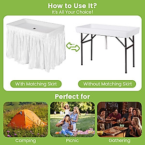 Giantex Folding Ice Table with Drain, 4 ft Portable Cooler with Removable Skirt, No Assembly, Fill and Chill Table for Food Drink Beverage, Foldable Party Ice Bin for Camping BBQ Outdoor