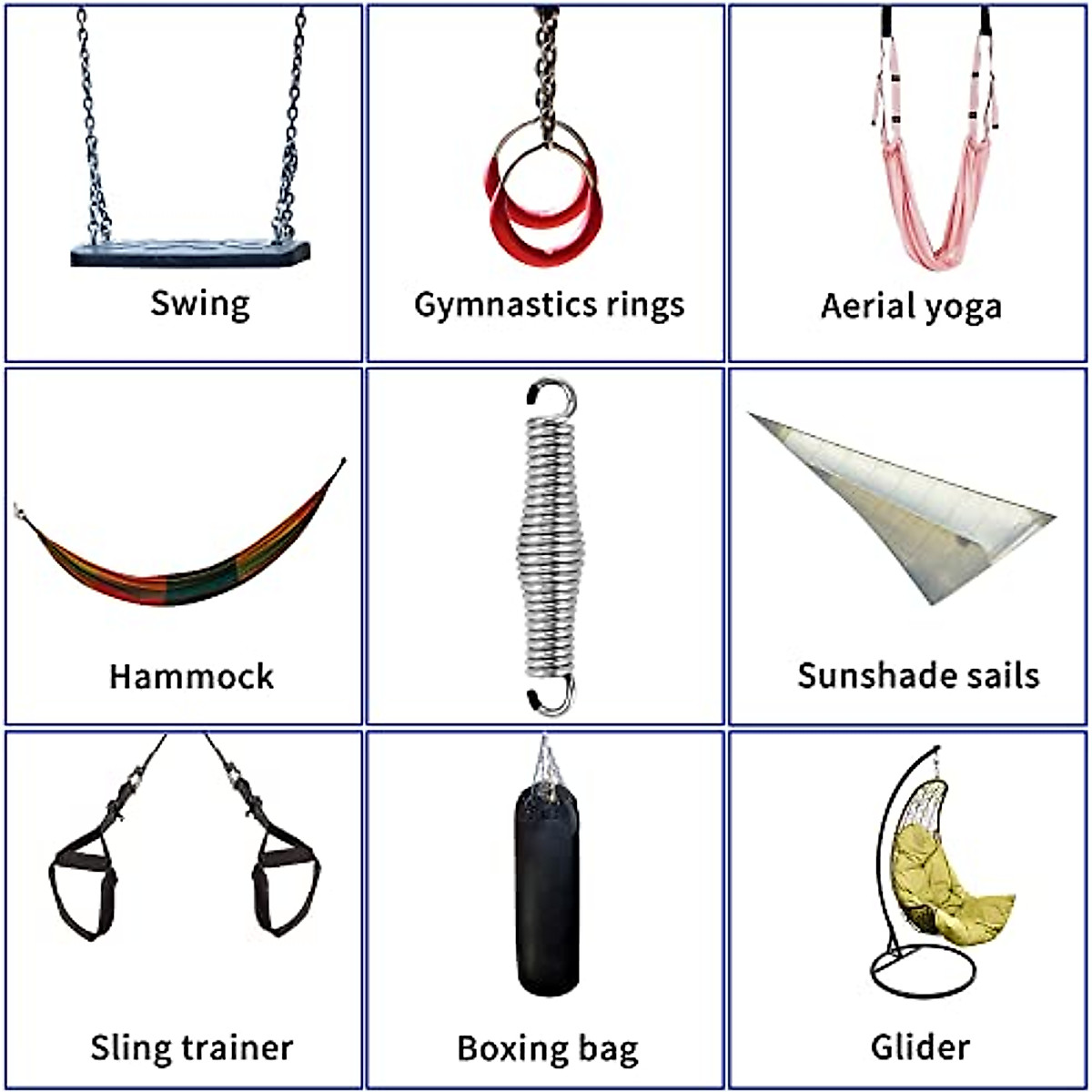 Mros 2Pcs Premium Porch Swing Springs Heavy-Duty– 1300Lbs Capacity Chrome Hammock Hanging Chair Spring for Hammock Chairs Ceiling Mount Porch Swings,Safe Hanging Kit for Indoor and Outdoor