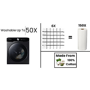 Cotton Terry Kitchen Dish Cloths | Set of 10 | 12 x 12 Inches | Super Soft and Absorbent |100% Cotton Dish Rags | Perfect for Household and Commercial Uses | Black