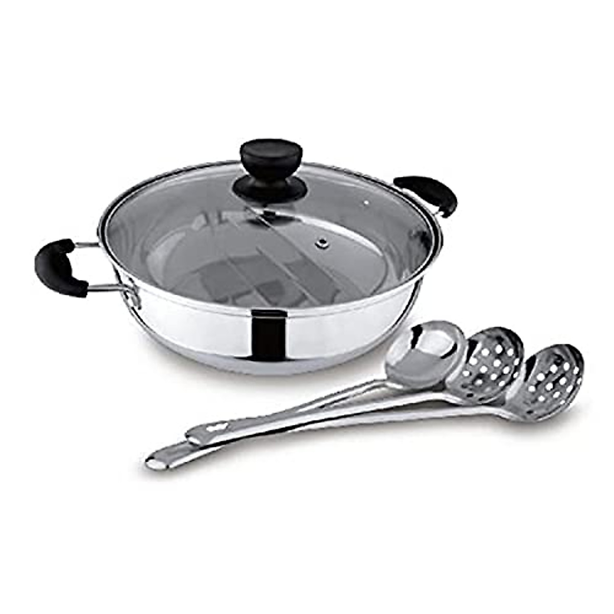 TAYAMA Stainless Steel Hot Pot With Divider, Silver, 11 inch