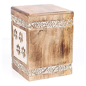 ARTISENIA Wooden Pet Memorial Keepsake Cremation Urns for Ashes Pet Urn Wood Keepsake Box Urns for Cat Dogs Ashes | Cat Memorials 7.5 X 5.5 Inch