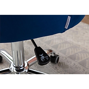 Swivel Shell Chair for Living Room & Bedroom - Modern Leisure Velvet Office Chair with Curved Backrest, Adjustable Lift Seat, Five-Star Base with Casters for Mobility, Metal & PolyWood Frame (Navy)