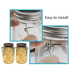 WERTIOO 4 Pack Solar Mason Jars Lights, 30 LEDs Hanging Solar Lanterns Garden Decor Outdoor Lights Warm White Table Decor Fairy Lights for Balcony Patio Porch Christmas Party
