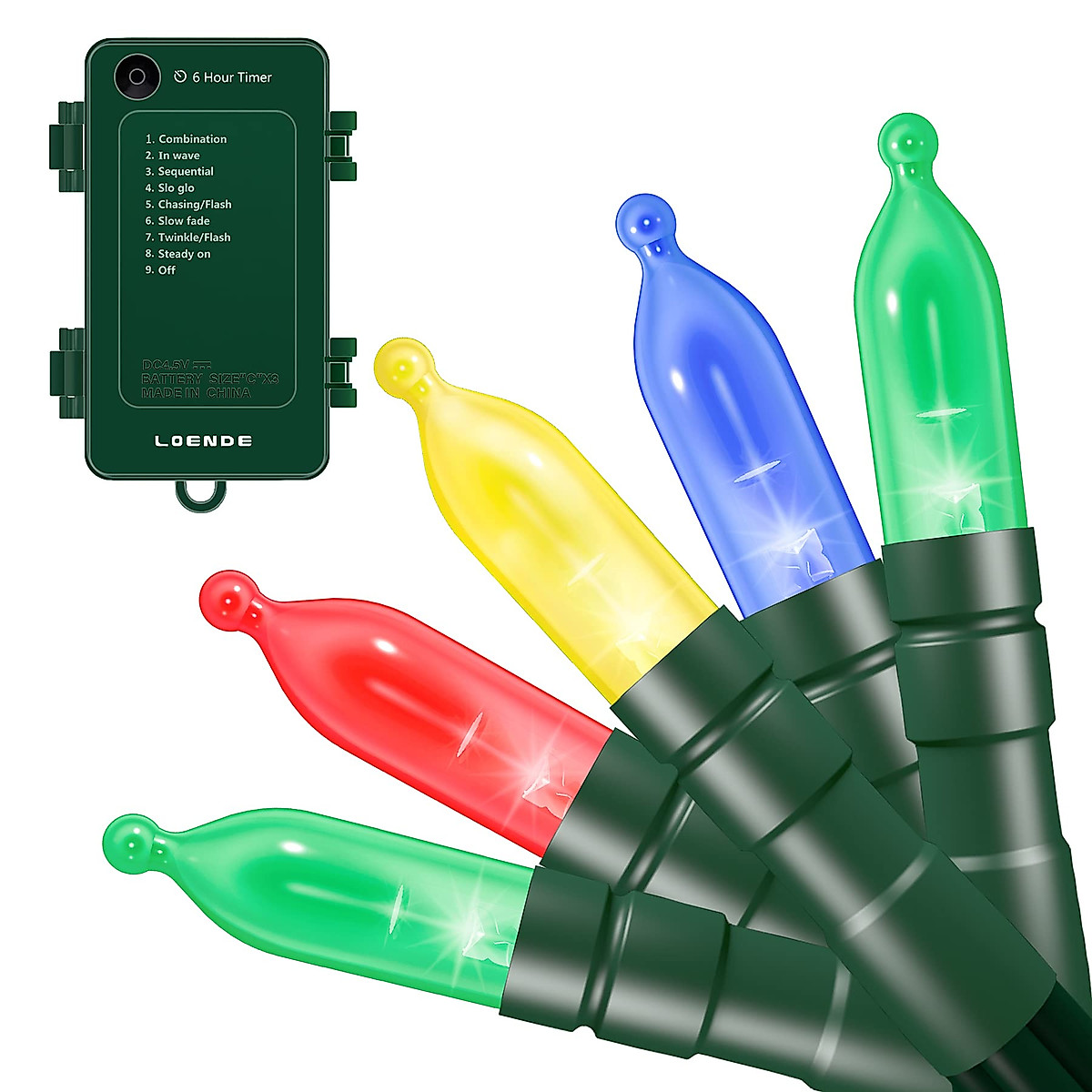 LOENDE Battery Operated String Lights with Timer Christmas Lights 100 LED 8 Modes String Lights Mini Lights Set for Indoor Outdoor Wedding Party Home Garden Wreath, Waterproof, Multicolored