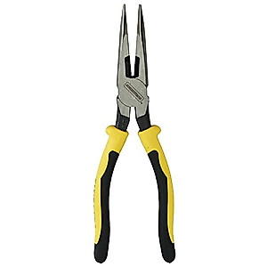 Klein Tools J203-8 8-Inch Needle Nose Pliers, Heavy Duty Cutting, Extended Handles, High Leverage, Induction Hardened with Hot-Riveted Joint