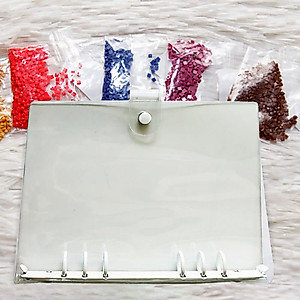 Diamond Painting Beads Storage Book Diamonds Container A5 Album Binder with Pockets Self Sealing Plastic Bags Clear Loose Leaf Organizer,Diamond Painting Rhinestone Storage
