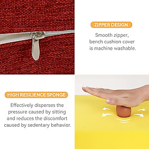 ROFIELTY Bench Cushion 39 inch, Durable Bench Cushions for Indoor Furniture, Non-Slip Window Seat Cushions Indoor, Personalized Custom Bench Cushion (Red, 39x17x2)