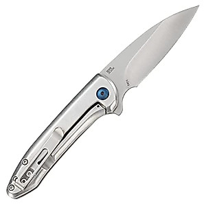 CRKT Delineation EDC Folding Pocket Knife: Assisted Opening Everyday Carry, Frame Lock, Stainless Steel Handle with Deep Carry Pocket Clip 5385,Silver