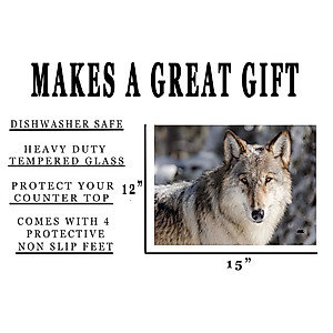 Wildlife Lone Wolf Kitchen Glass Cutting Board Barn Decorative Gift FDesign