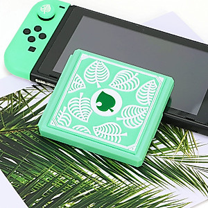 LightPro Game Card Case for Nintendo Switch,Portable & Thin Hard Shell Box, Protective Shockproof Cartridge Holder Carrying Storage Case Box with 12 Cartridge Slots for Switch NS NX(Green Leaf)