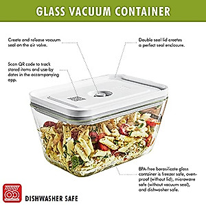 ZWILLING Fresh & Save 7-pc Vacuum Sealer Machine Starter Set, Sous Vide Bags, Meal prep, Airtight Food Storage Containers, Glass