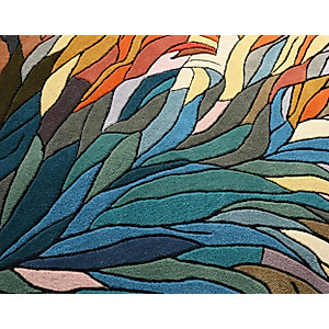 Restoration and Renovation Handmade Irregular Shape Wool Area Rug - Unique Contemporary Botanical Design, Thick & Soft Carpet - Perfect for Living Room, Bedroom Decor (Multi, 6' x 9')