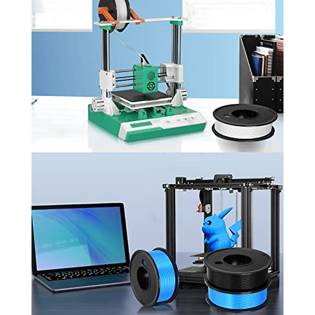 Haosegd 3D Printer Filament PLA 1.75mm 3-D Printing Materials 5 Colors Bundle Print Filiment 1.75 mm White Black Red Blue Purple Dimensional Accuracy ±0.02mm Fillament Spool Vacuum Packaging 250G X 5