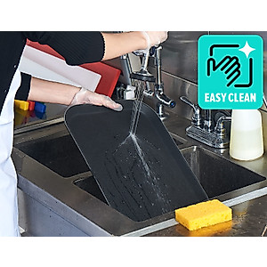 CURTA 2-Pack Restaurant Grade Non-Slip Tray, NSF, 18 Inch x 14 Inch, Plastic Rubber Lined Anti-Skid Rectangular Serving Tray, Black