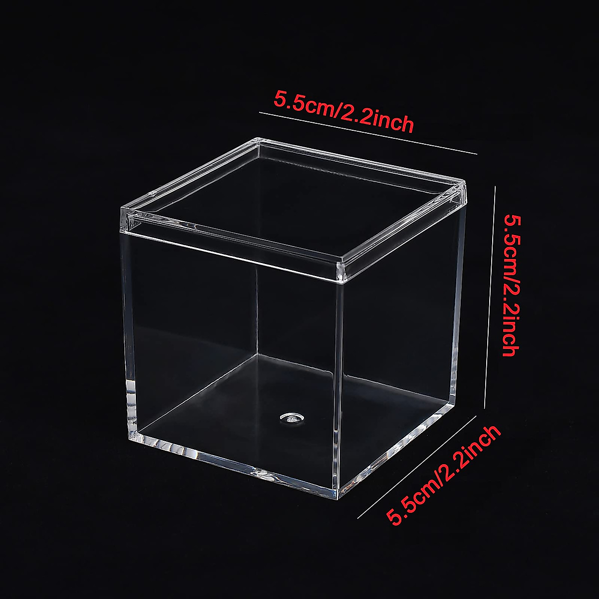 Dayaanee Acrylic Box with Lid, 4 Pack Small Square Acrylic Container Plastic Square Cube Containers with Lid Storage Box 2.2x2.2x2.2Inch/55X55X55mm for Candy Pill and Tiny Jewelry