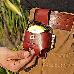TOURBON Leather Tape Measure Holder for Belt (Brown - Small)