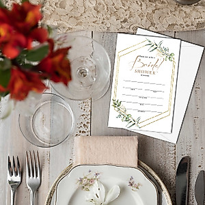 Greenery Eucalyptus Bridal Shower Invitations with Envelopes, 25 Pcs Gold Foil Blank Fill-in Invites for Wedding Reception, Engagement Party, Bachelorette Party(10)