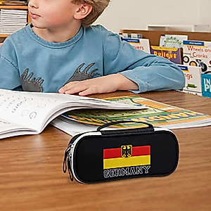German Flag Pencil Case Bag Large Capacity Stationery Pouch with Handle Portable Makeup Bag Desk Organizer