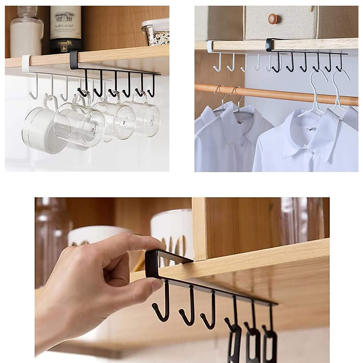 eywlwaar Mug Cups Cabinet Mug Hooks Kitchen Storage Hanging Hooks (2 Pack-White)