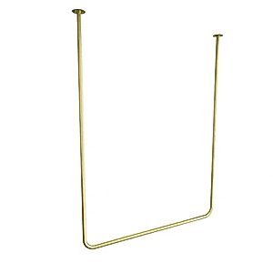 NEOCHY Wall-Mounted Clothes Rail, Ceiling-Mounted Clothes Display Rack, Detachable Hanger, Loft Design Hanger/Golden/120X150Cm