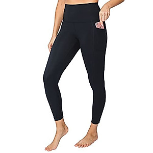 Yogalicious Lux High Waist Elastic Free Side Pocket Ankle Legging - Black - Medium