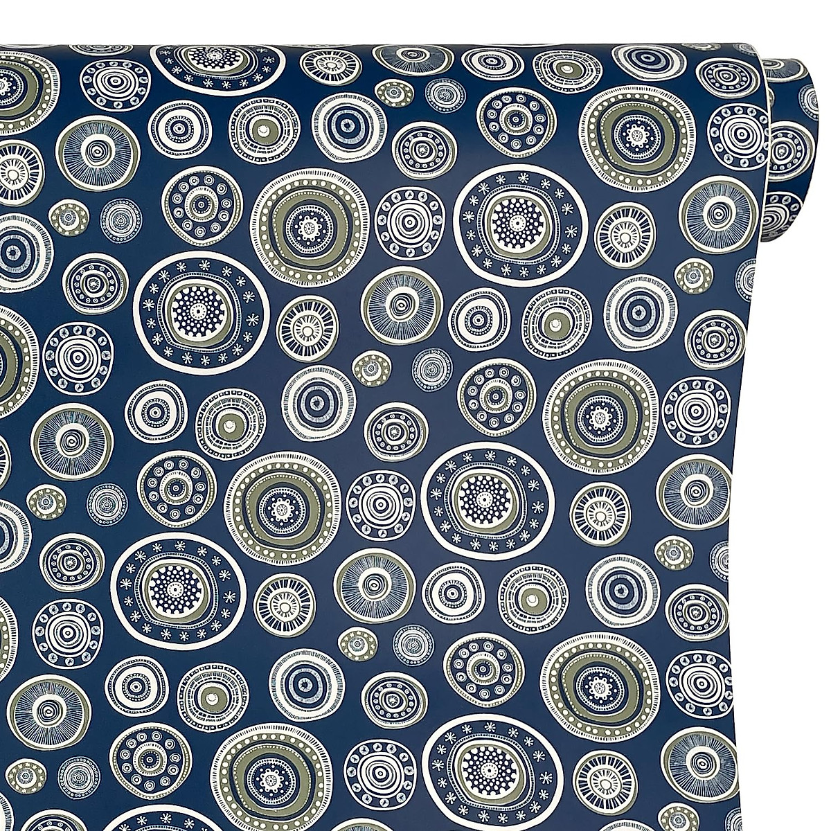 Yifely Self-Adhesive Shelf Liner Removable Drawer Paper for Dorm Apartment Furniture Decor, Modern Circle, 17.7 Inch by 9.8 Feet