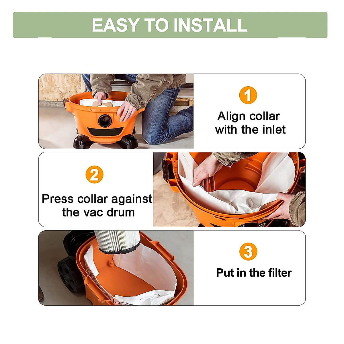 5 Pack Ridgid VF3501 Filter Bags, Compatible with Ridgid Shop Vac & Workshop 3-4.5 Gallon, Fine Dust Bags, Replacement Part# RIDGID VF3501 / WORKSHOP WS32045F