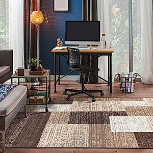 Rugshop Contemporary Distressed Boxes Soft Area Rug 5' x 7' Brown
