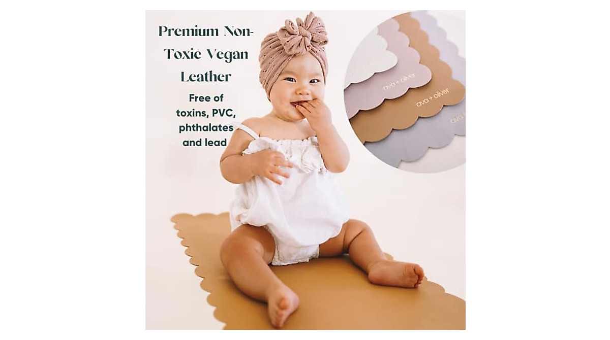 ava + oliver Vegan Leather Baby Changing Mat Bundle | Grey Rectangular and Pink Scallop — 🛍️ The ...