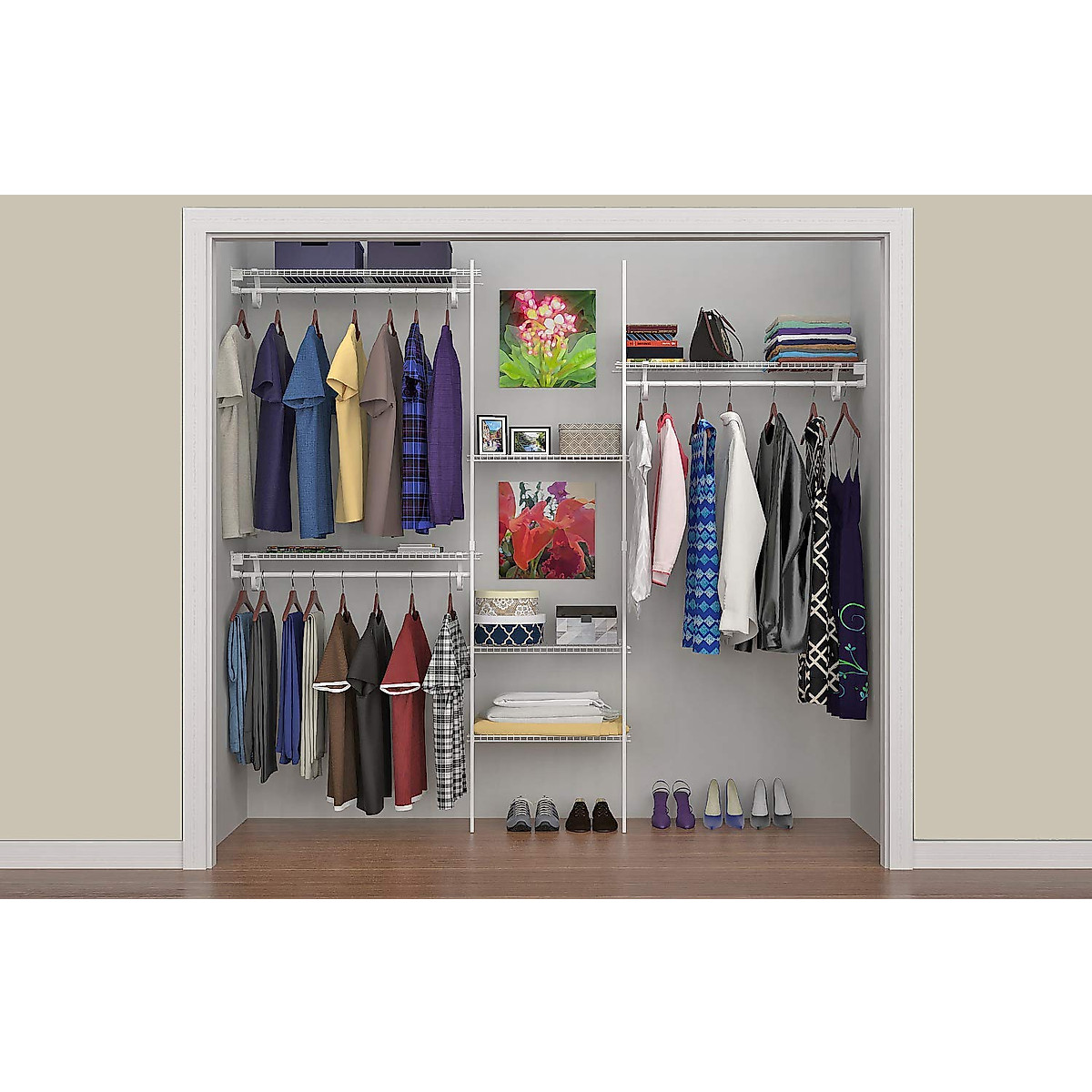 ClosetMaid 5 Ft. to 8 Ft. SuperSlide 6-Shelf Closet Organizer Kit, White, 5636