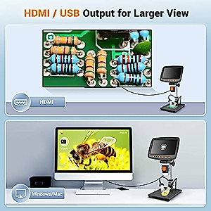 Leipan Digital Microscope with 7" LCD Screen,1500X Magnification Soldering Microscope with HDMI,Coin Microscope with 12MP Image Sensor,Windows/Mac/TV Compatible（32GB Card）